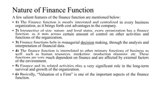 Basic Finance Functions for a company to make decision | PPT