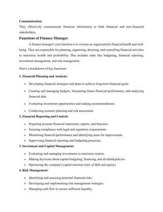 Financial Management topics covers theoretical part of functions and ...