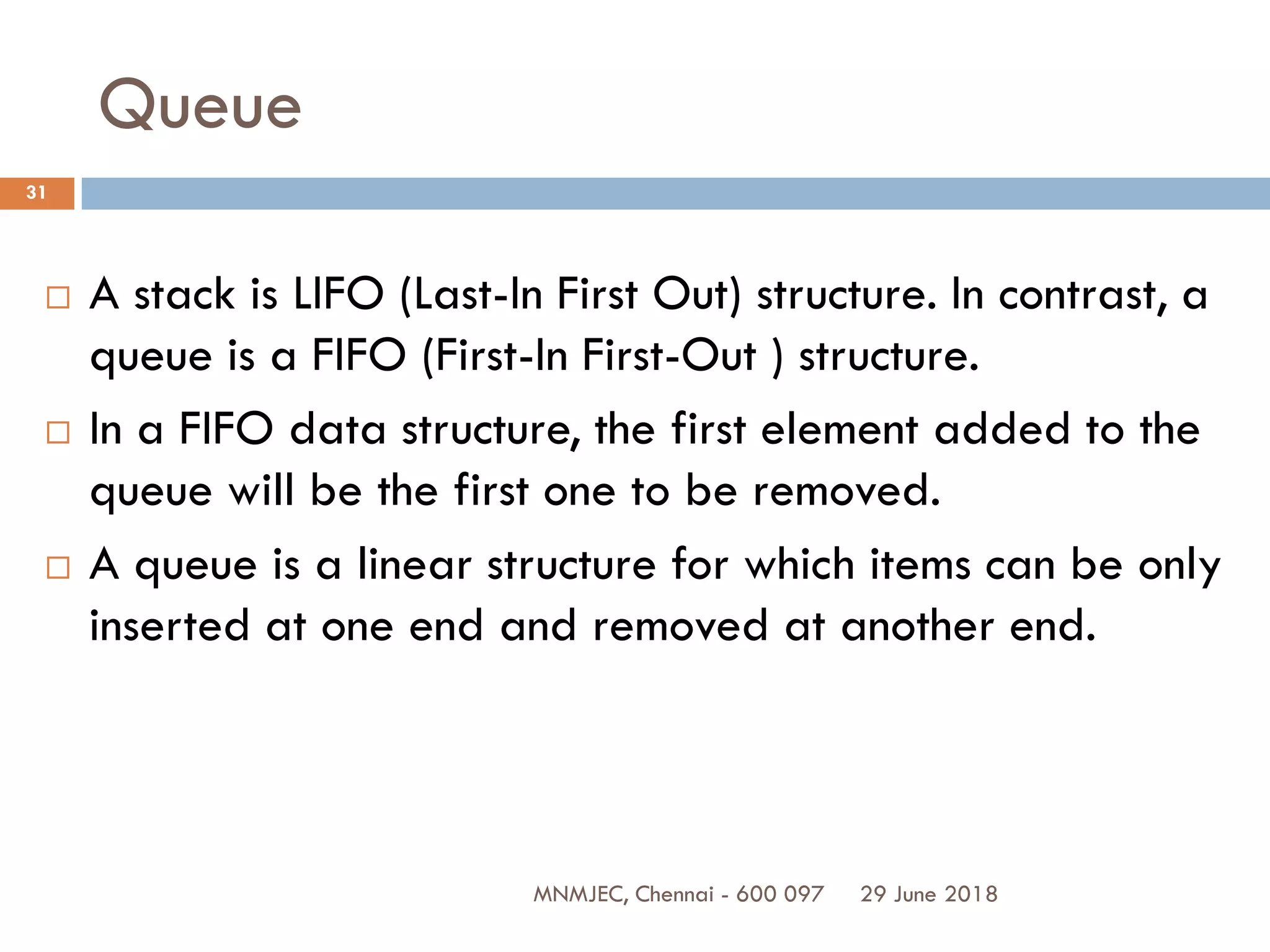 Unit Ii Linear Data Structures Stacks Queues Pdf
