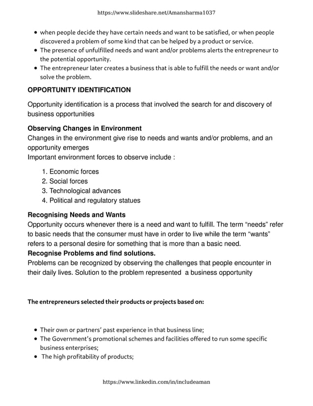 Opportunity Identification and Product selection UNIT II | PDF ...