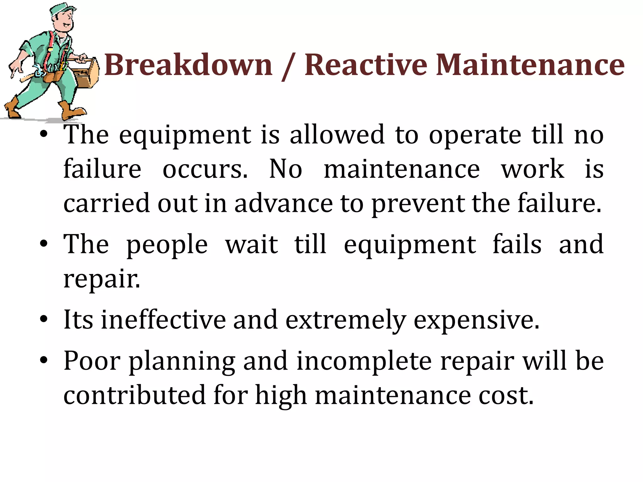 MAINTENANCE POLICIES – PREVENTIVE MAINTENANCE | PPTX