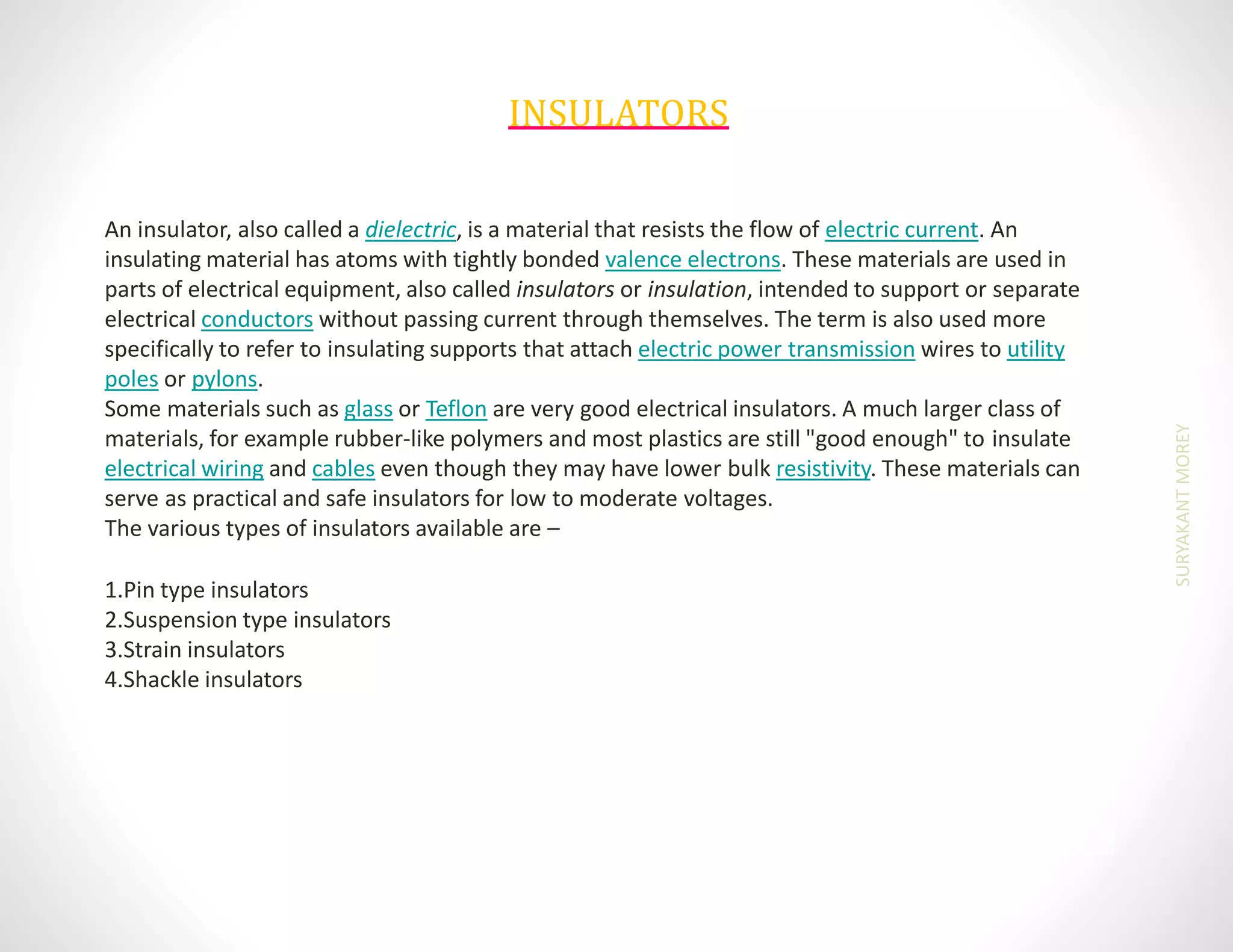 cable,Different distribution lines and Insulator | PPTX