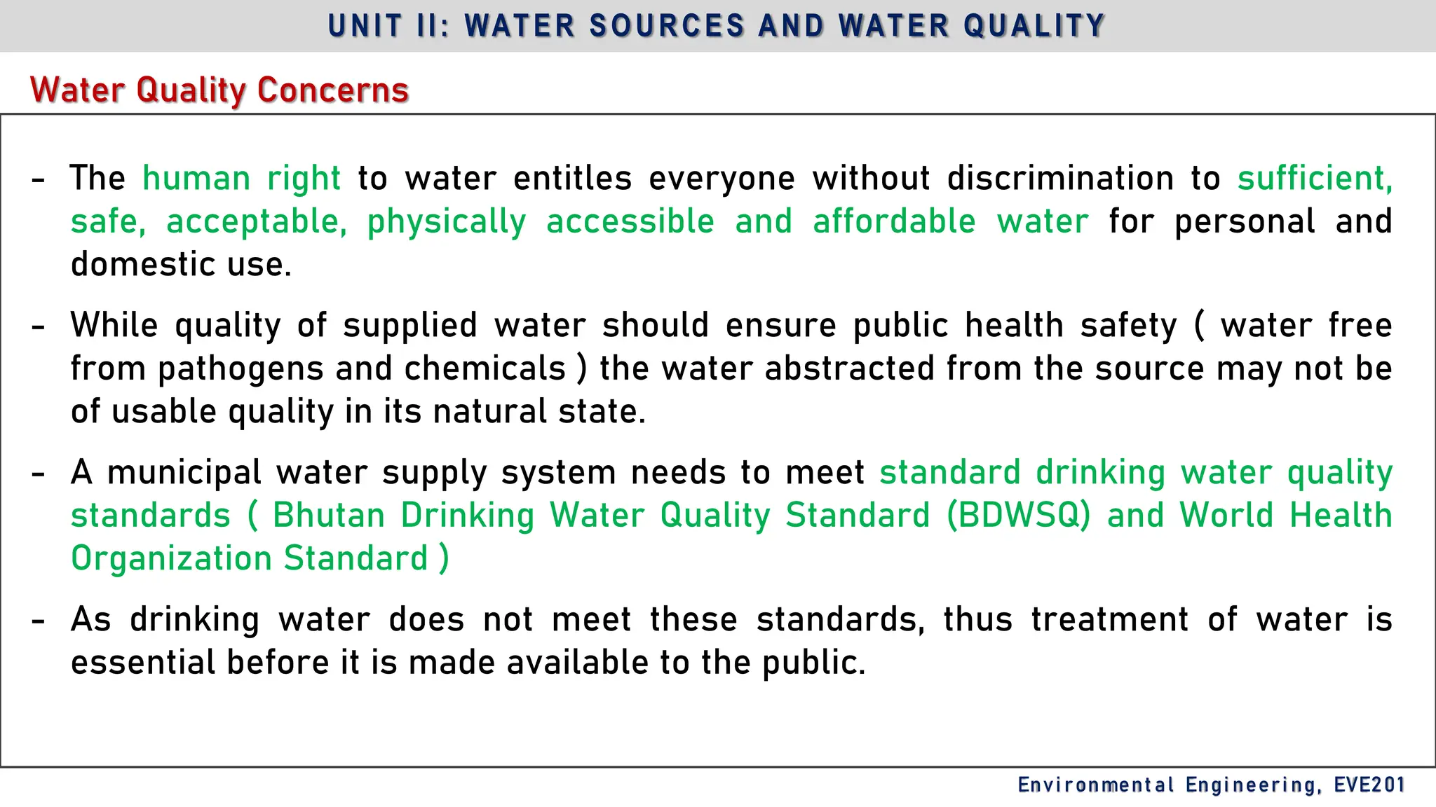 Water sources and water quality parameters | PDF
