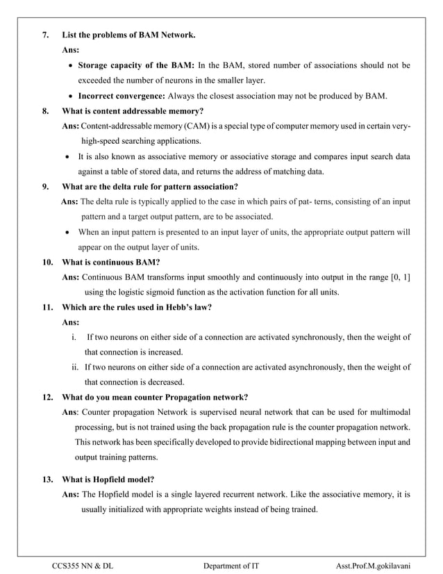 CCS355 Neural Network & Deep Learning Unit II Notes with Question bank ...