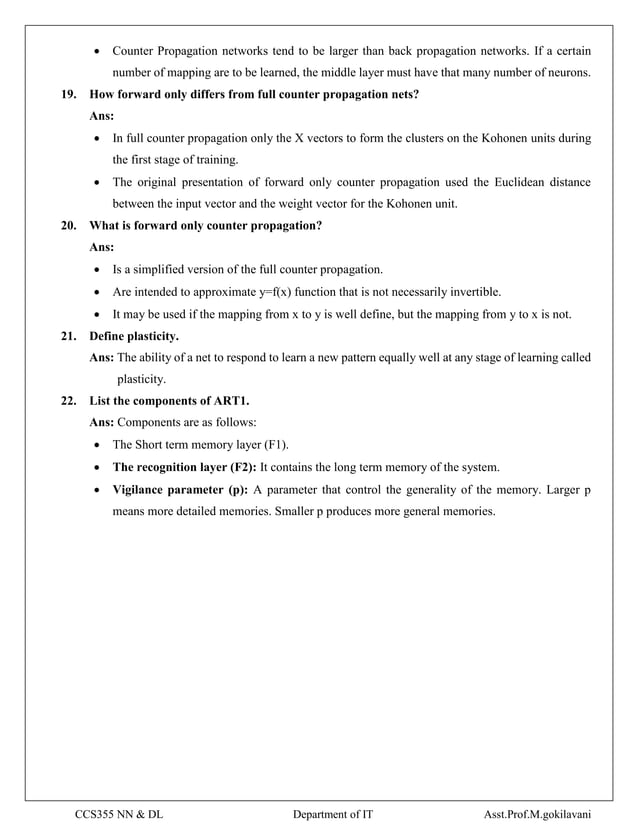 CCS355 Neural Network & Deep Learning Unit II Notes with Question bank ...