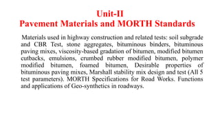 Pavement Material material and MORTH Standards | PPTX