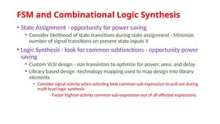 Low Power Techniques - optimization Methods | PPT