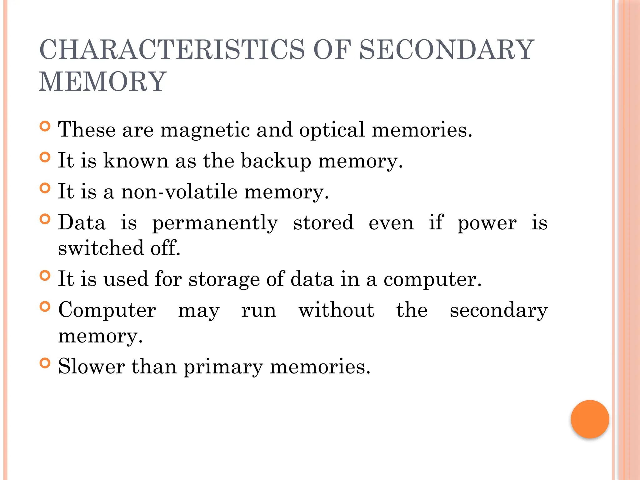A memory is just like a human brain. It is used to store data and ...