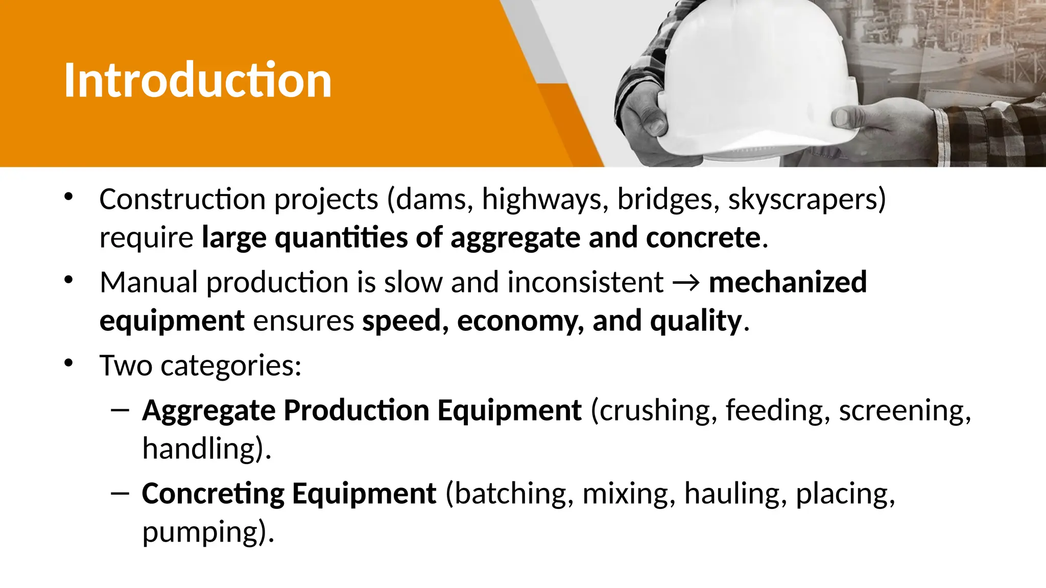 EQUIPMENT FOR PRODUCTION OF AGGREGATE AND CONCRETING.pptx