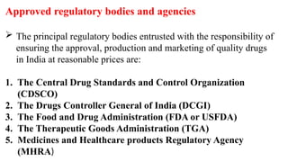 Unit II -Approved regulatory bodies and agencies.pptx