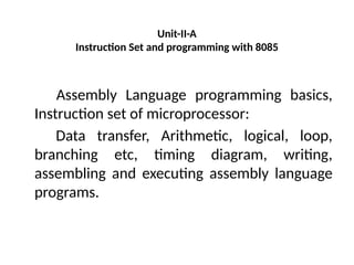 Instruction set of microprocessor: Data transfer, Arithmetic | PPT