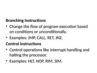 Instruction set of microprocessor: Data transfer, Arithmetic | PPT