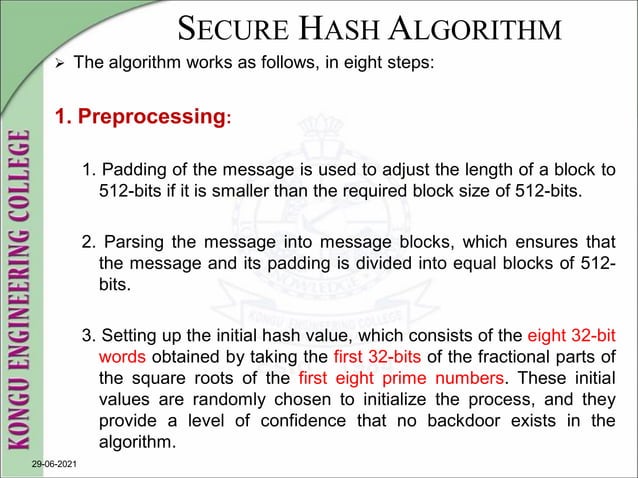 Design of Secure Hash Algorithm(SHA) | PPT