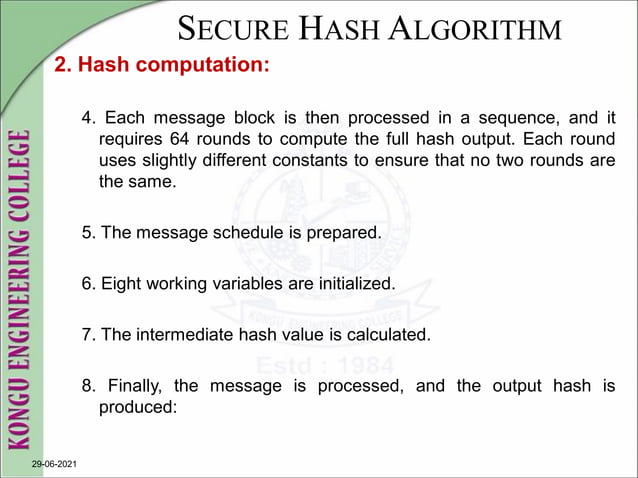 Design of Secure Hash Algorithm(SHA) | PPT