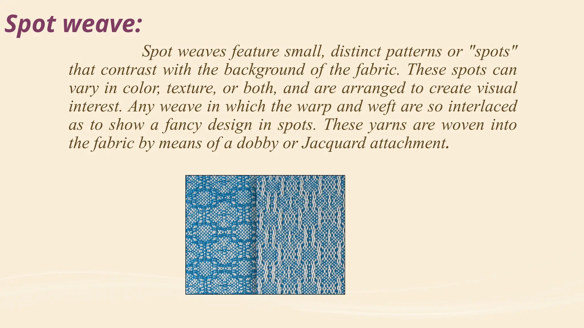 UNIT II -Fancy Weaves , types, explanation | PPTX