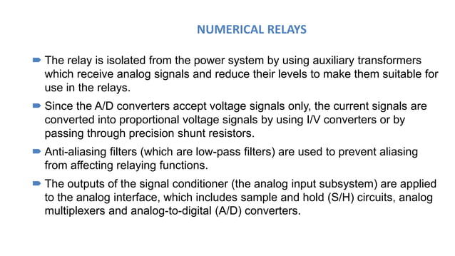 Basic principle of Numeric relay and static relay.ppt | Technology & Computing