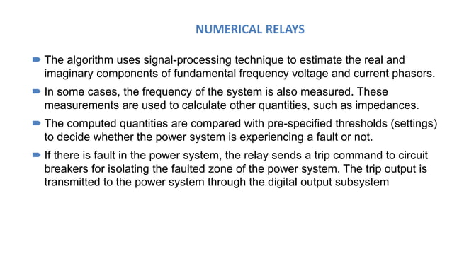 Basic principle of Numeric relay and static relay.ppt | Technology & Computing