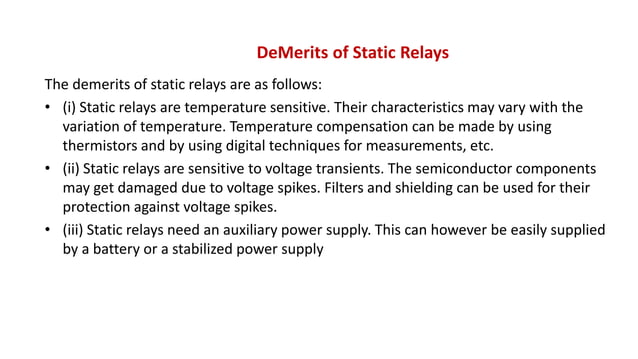 Basic principle of Numeric relay and static relay.ppt | Technology & Computing