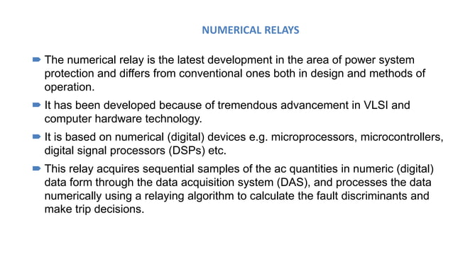 Basic principle of Numeric relay and static relay.ppt | Technology ...