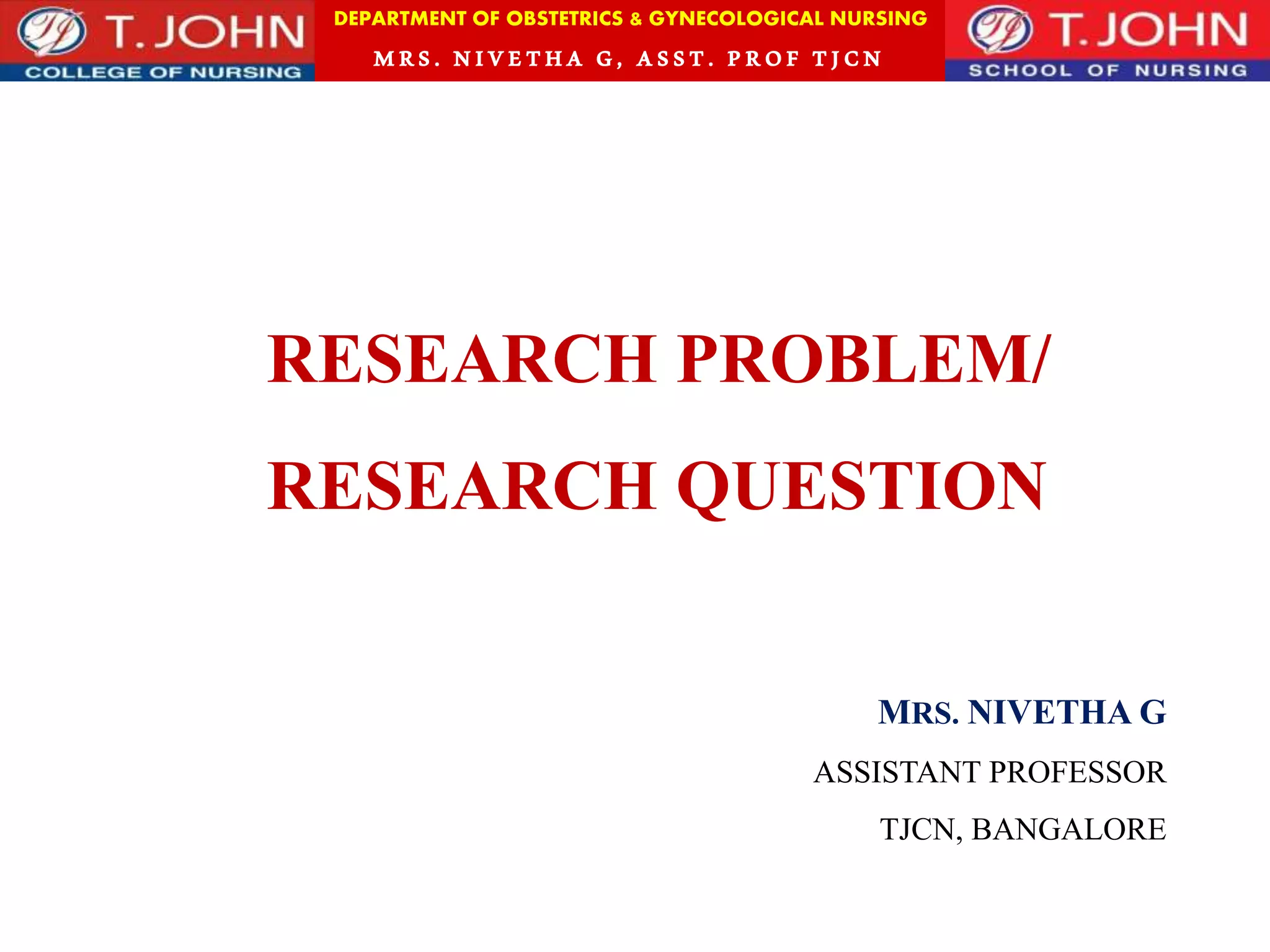 Research problem/ Research Question | PPTX