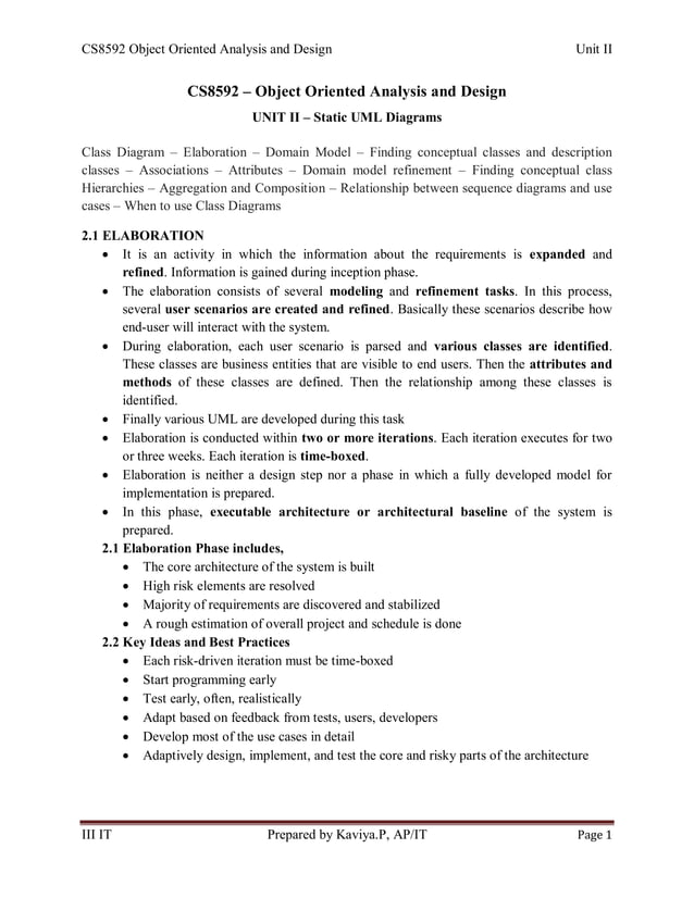 CS8592 Object Oriented Analysis & Design - UNIT II | PDF