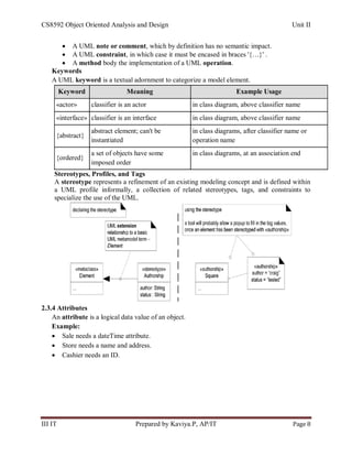 CS8592 Object Oriented Analysis & Design - UNIT II | PDF