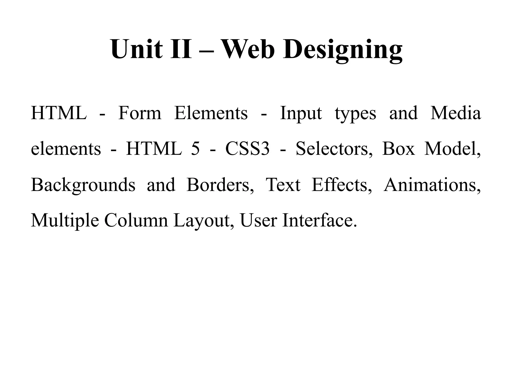 IT2255 Web Essentials - Unit II Web Designing | PDF | Web Design and HTML | Internet