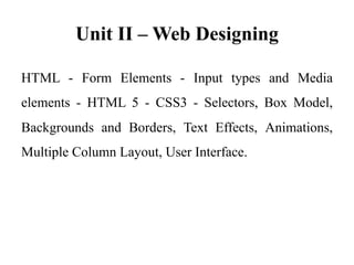 IT2255 Web Essentials - Unit II Web Designing | PDF