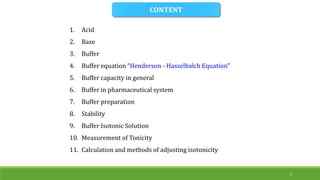 UNIT II: Acid, Base and Buffer | PPTX
