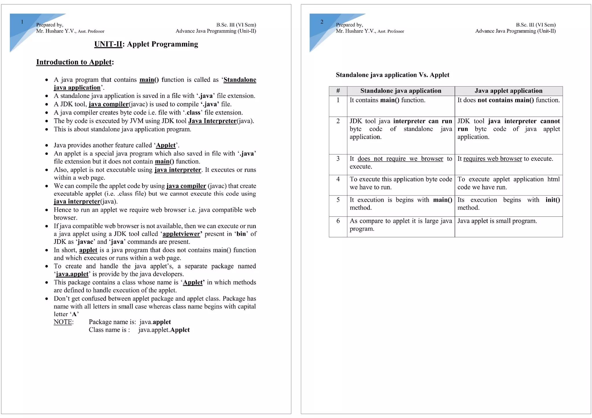 B.Sc. III(VI Sem) Advance Java Unit2: Appet | PPT