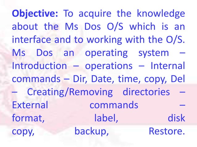 Unit II - MS DOS Commands | PPTX
