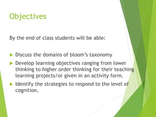 Bloom taxonomy, teaching and learning // | PDF