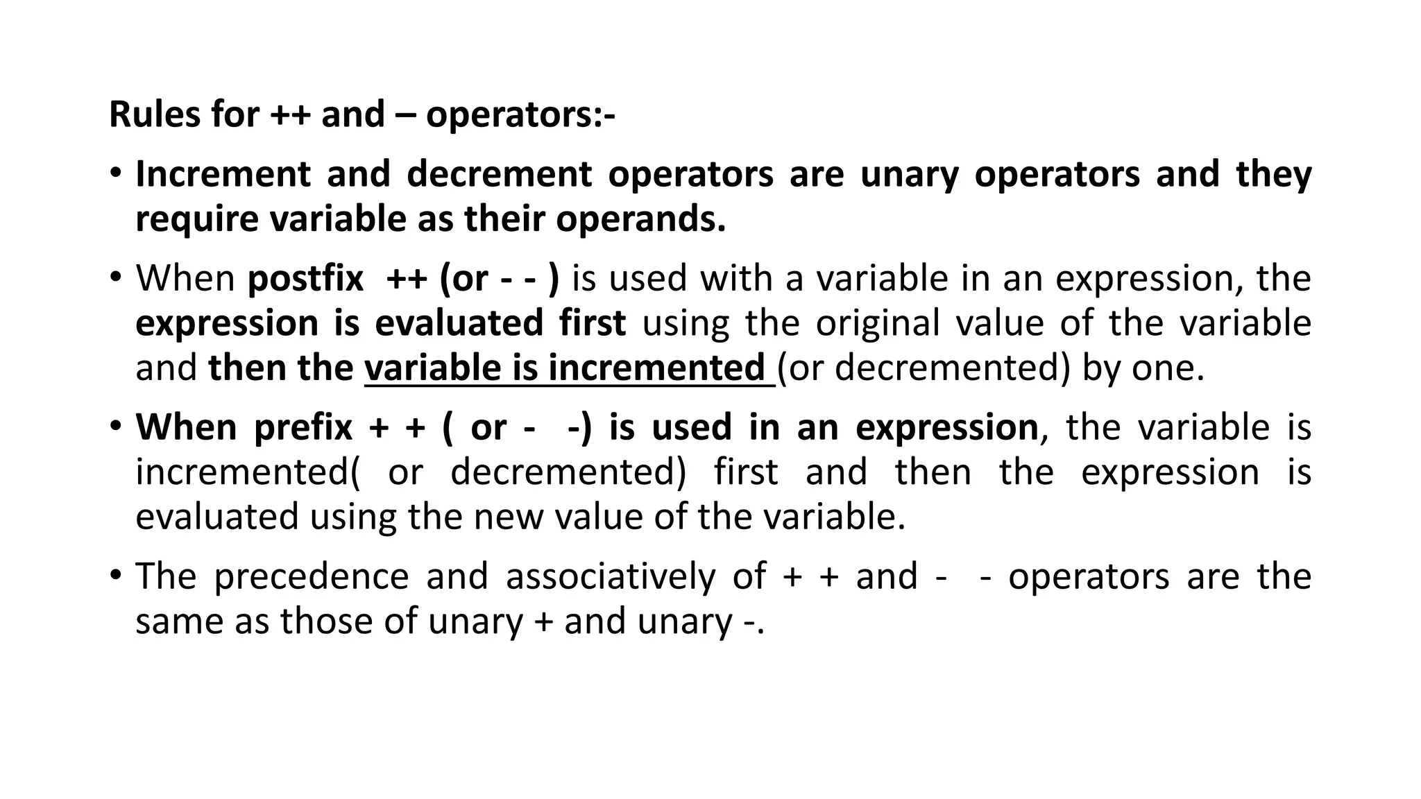 Unit ii chapter 1 operator and expressions in c | PDF