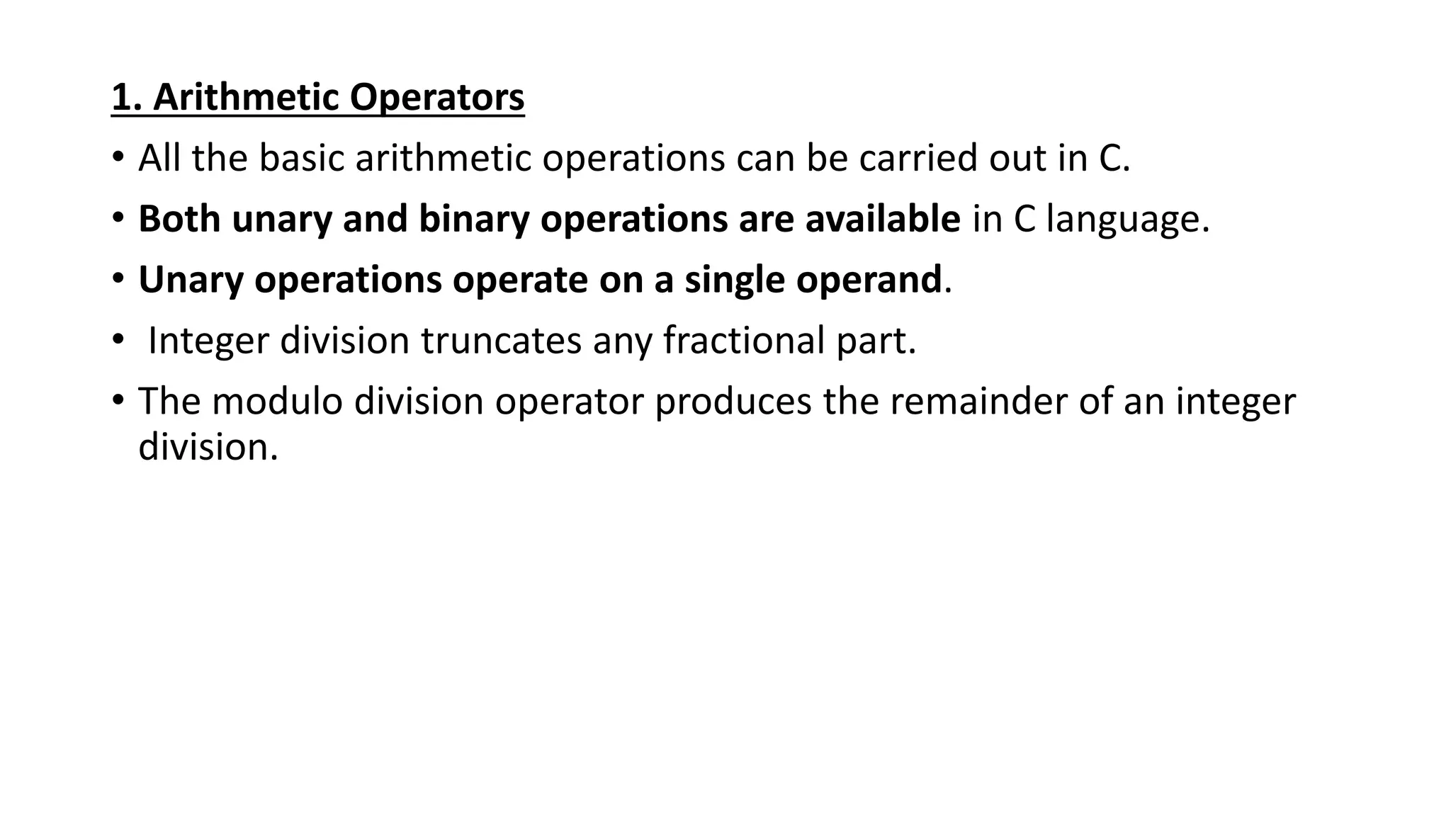 Unit ii chapter 1 operator and expressions in c | PDF