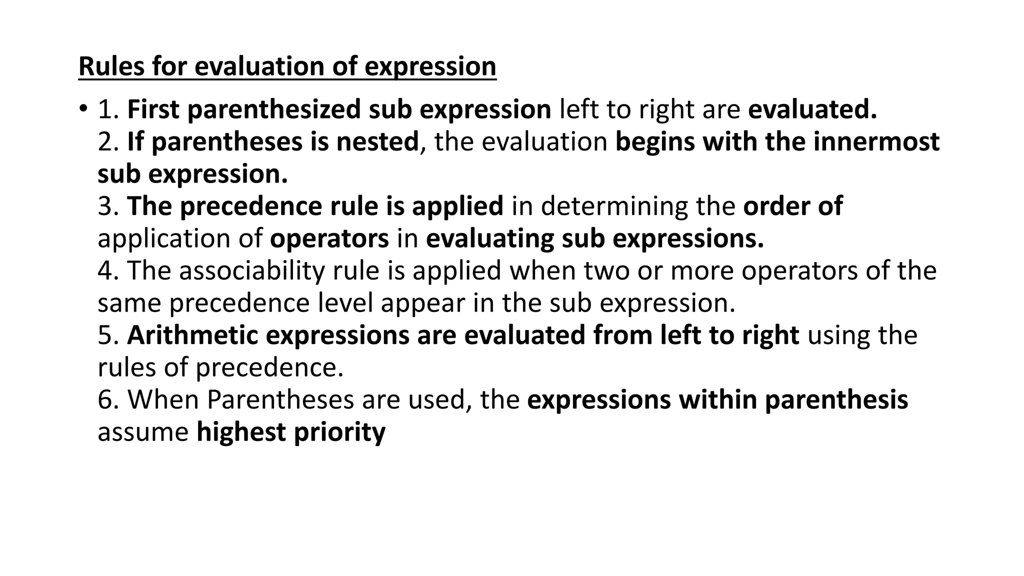 Unit ii chapter 1 operator and expressions in c | PDF