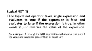 Unit ii chapter 1 operator and expressions in c | PDF