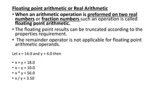 Unit ii chapter 1 operator and expressions in c | PDF