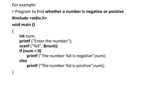Unit ii chapter 2 Decision making and Branching in C | PPT