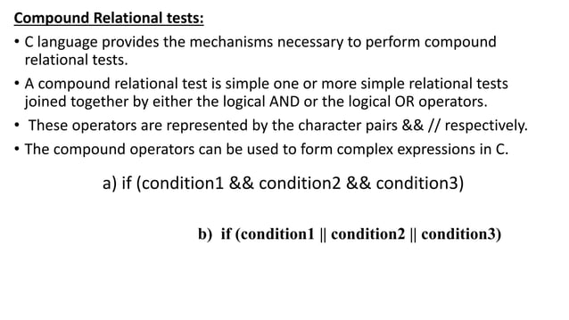 Unit Ii Chapter 2 Decision Making And Branching In C