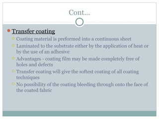 Unit ii coating.of textile fabric ppt | PPT