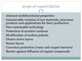 Unit ii coating.of textile fabric ppt | PPT
