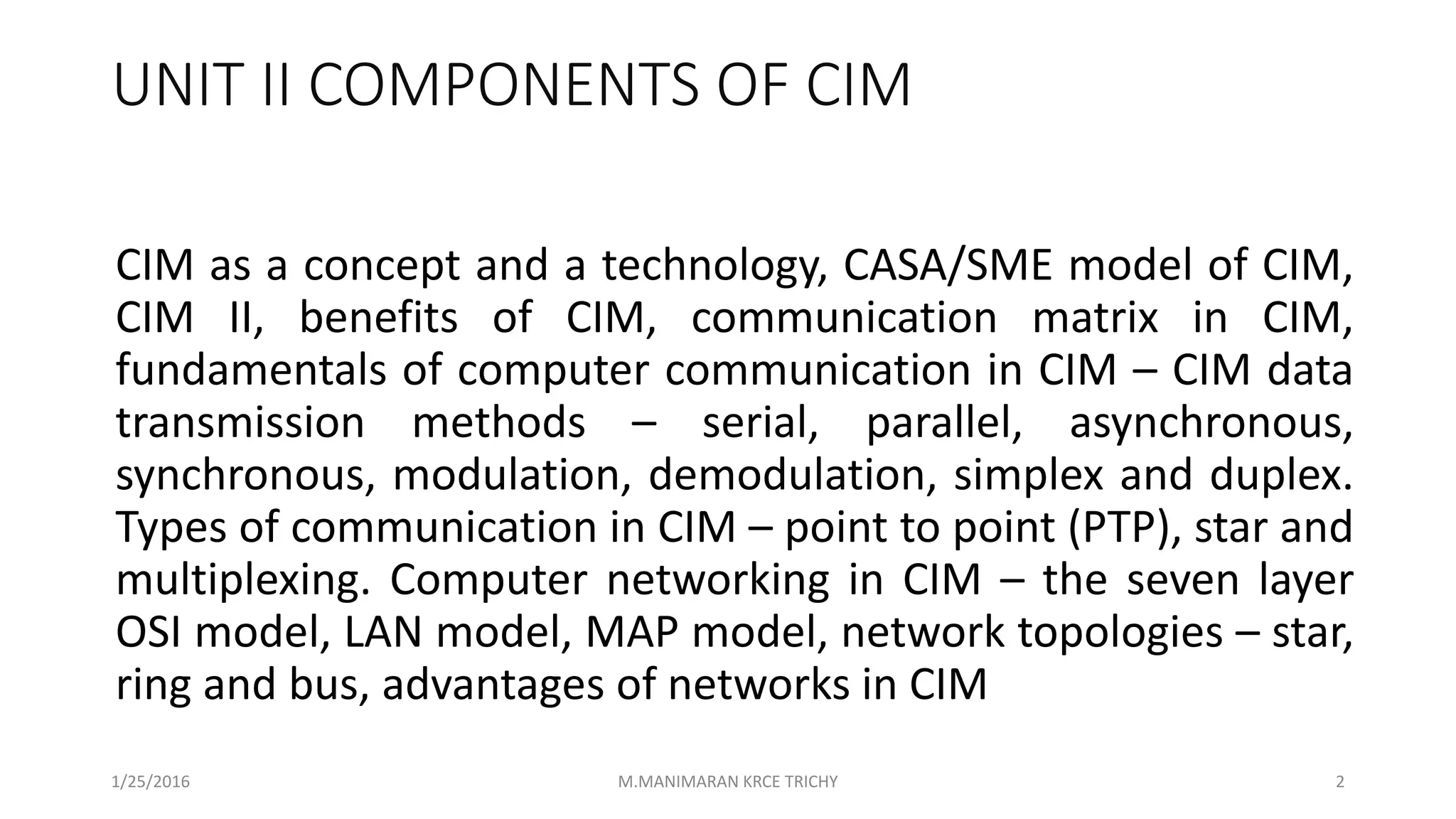 COMPONENTS OF CIM | PPTX