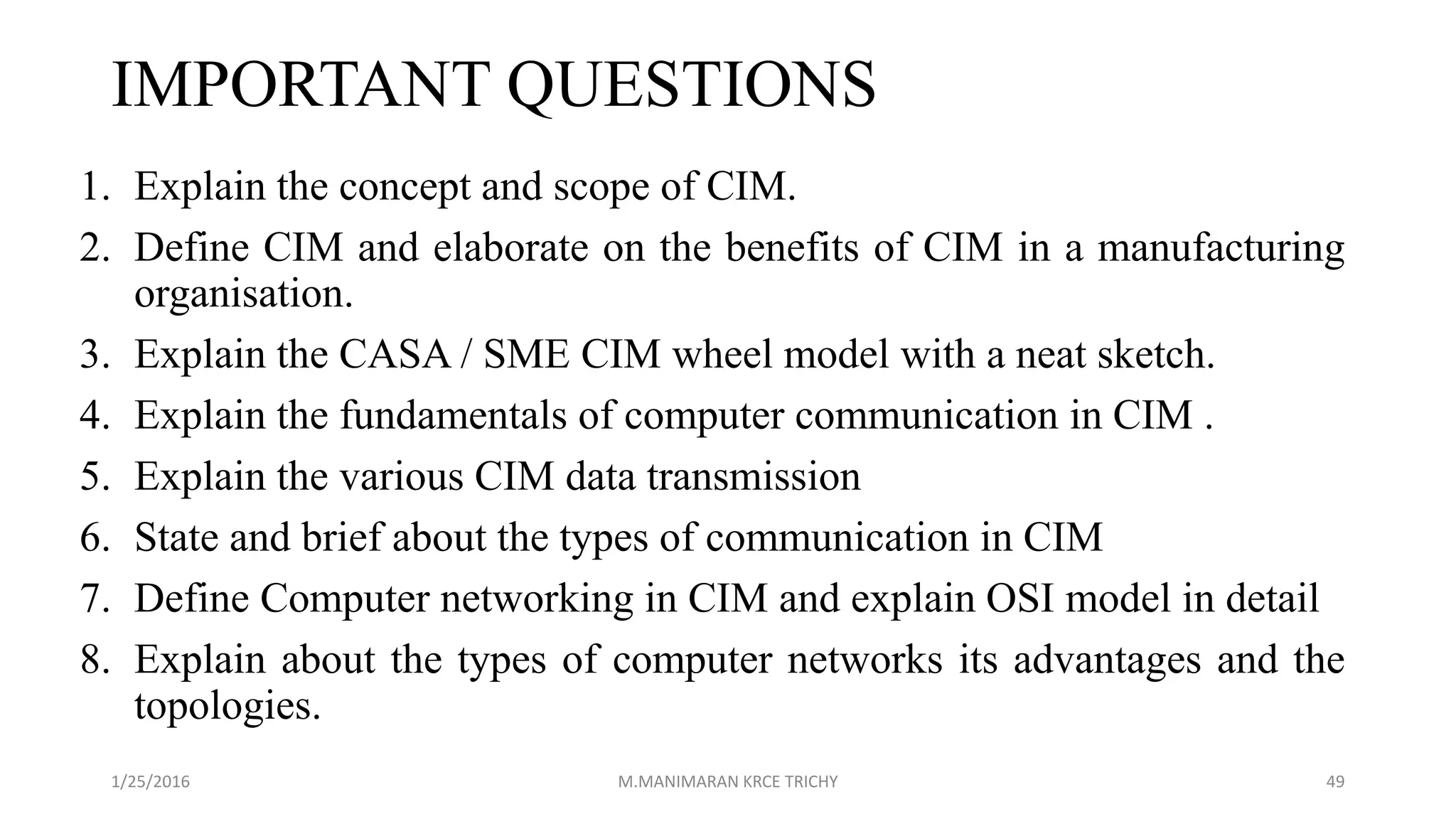 COMPONENTS OF CIM | PPTX