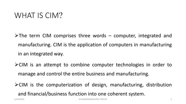 COMPONENTS OF CIM | PPTX | Business | Business and Finance