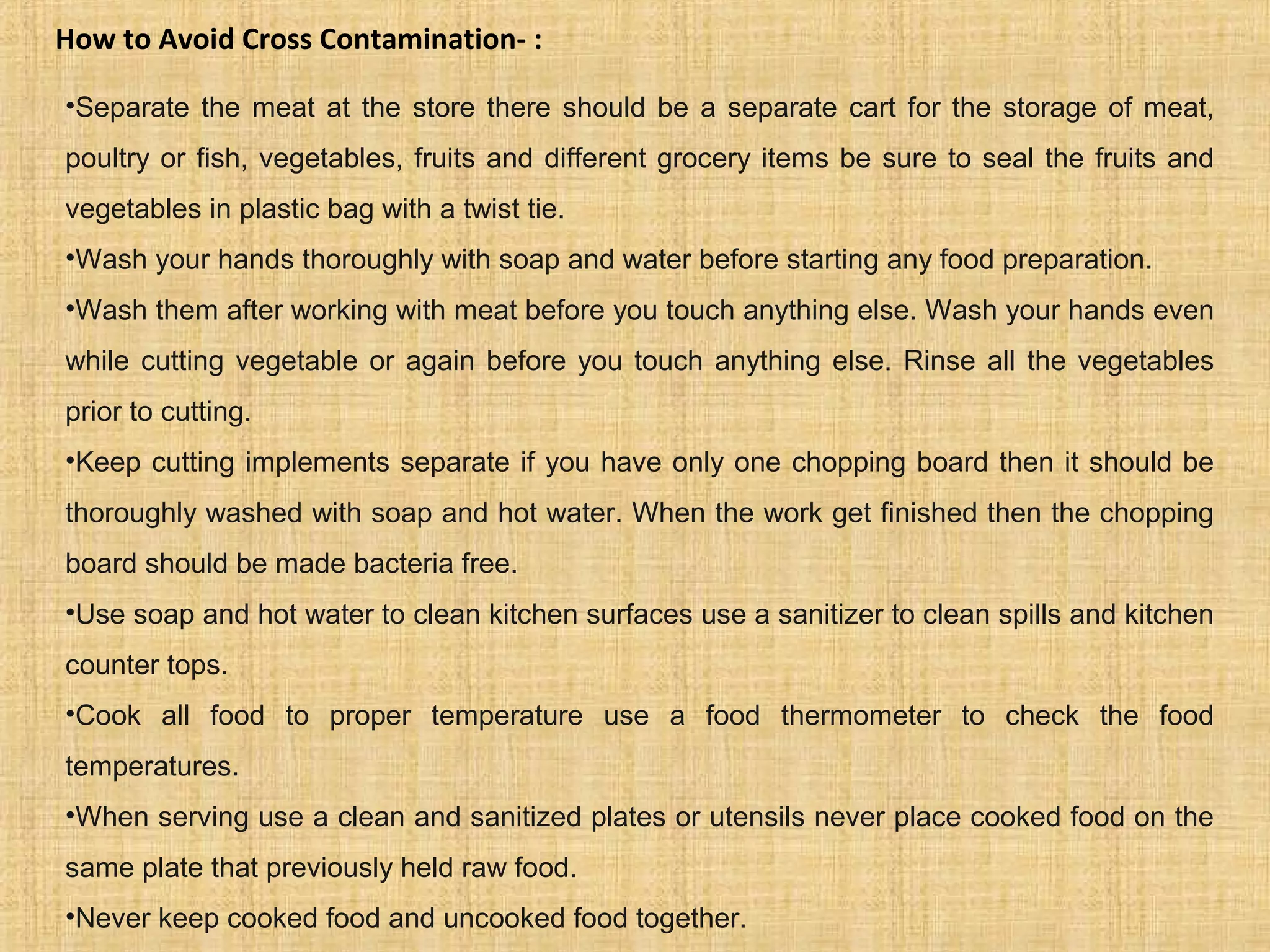 contamination in kitchen | PPT