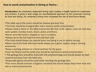 contamination in kitchen | PPT