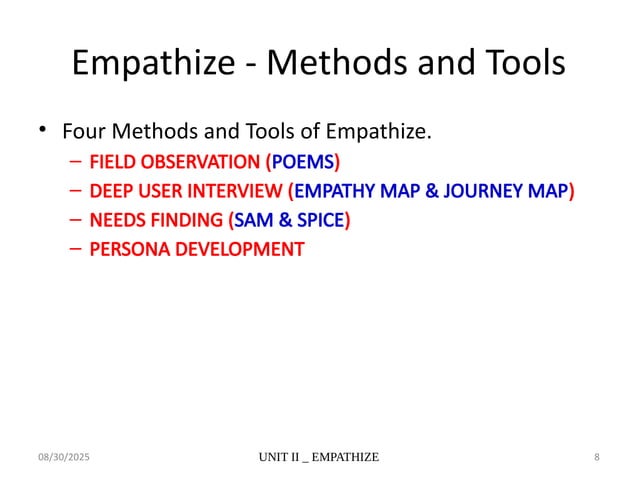 Design thinking UNIT II DT.pptx Empathize" phase | PPTX
