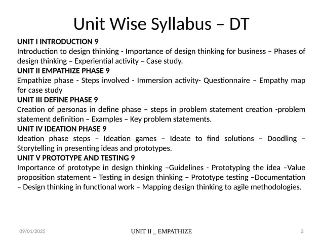 Design thinking UNIT II DT.pptx presentation | PPTX