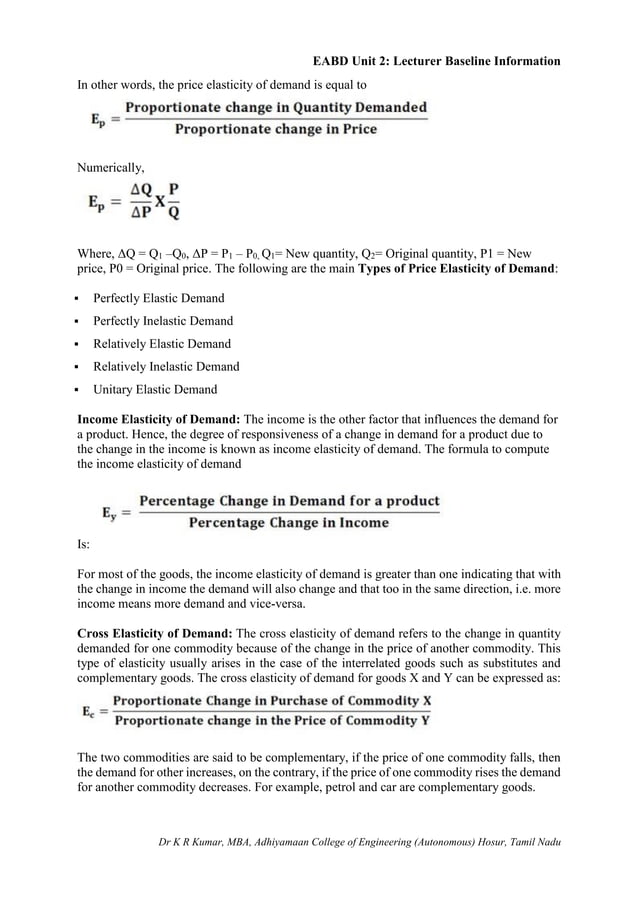 Unit 2: Economic Analysis for Business Decision | PDF