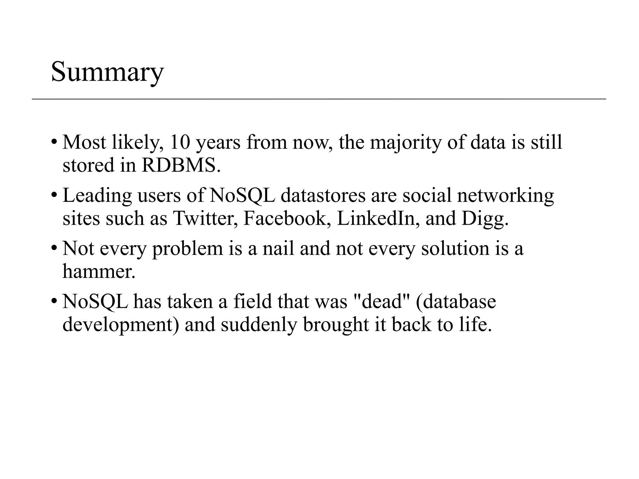 Unit Ii Evaluating Nosql For Various Pptx Databases Computer